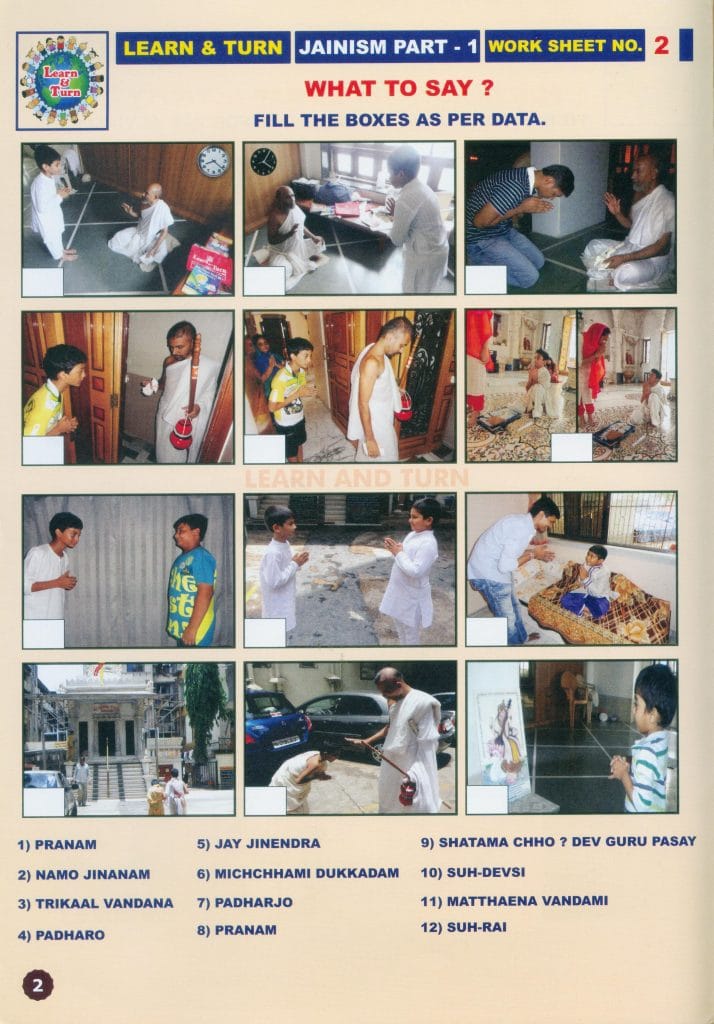 Jainism Work Sheet Part - 1 (For Student) - Shrut Gyan